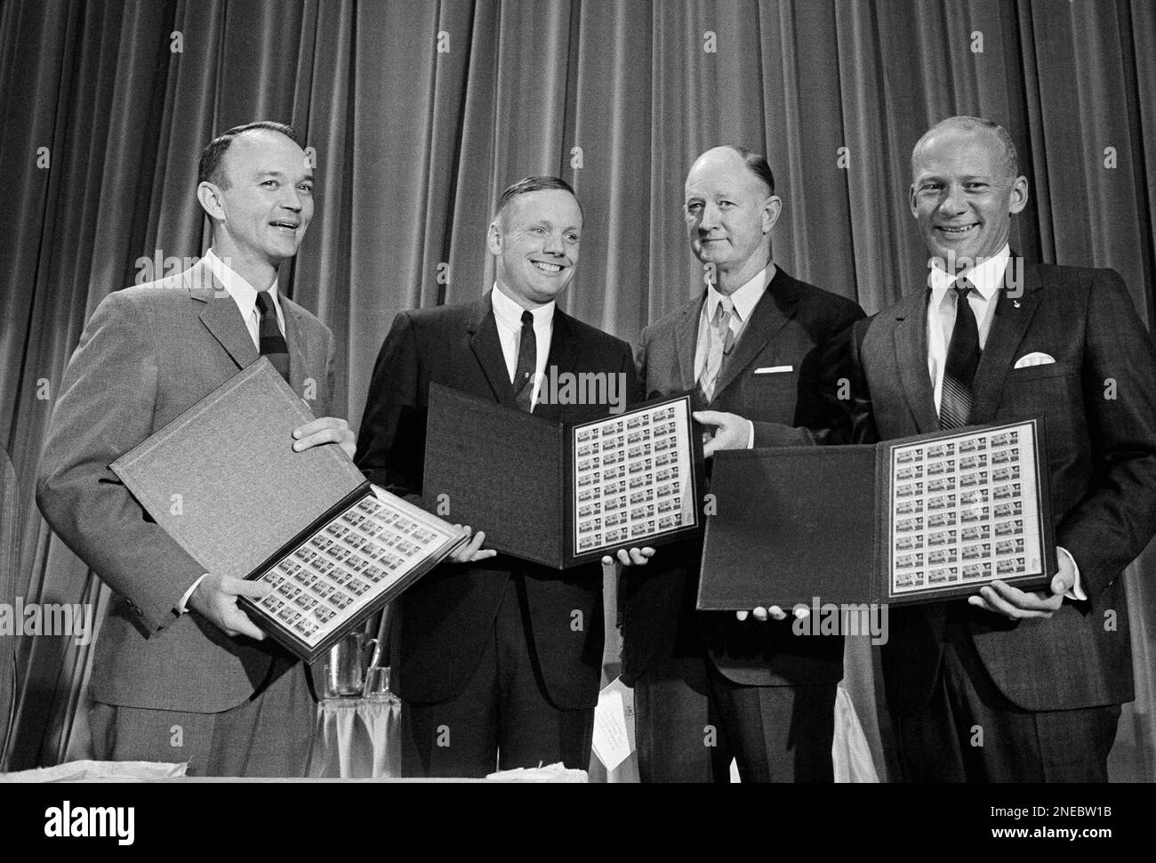 The Apollo 11 astronauts join Postmaster General Winton Blount, Sept. 9 ...