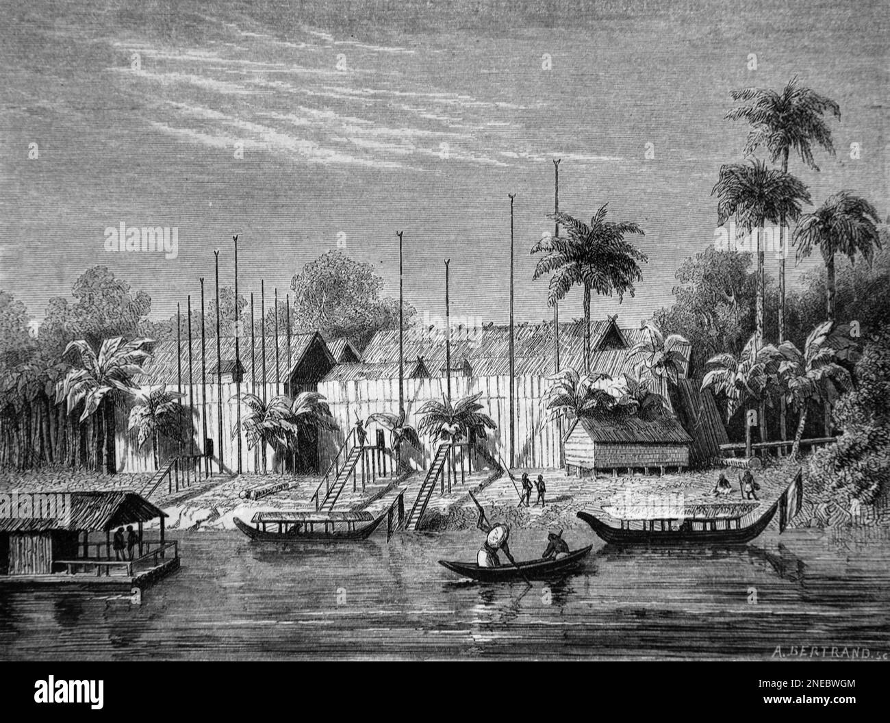 Dayak long house Black and White Stock Photos & Images - Alamy