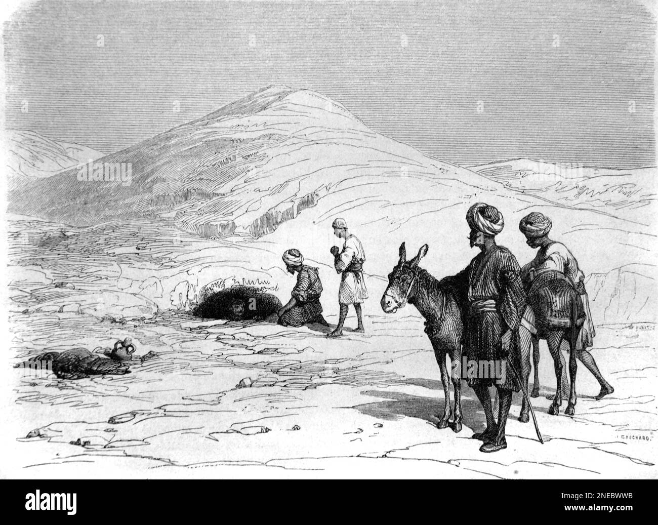 Travellers at the Entrance to the Samson Caves in the Thebaid or ...