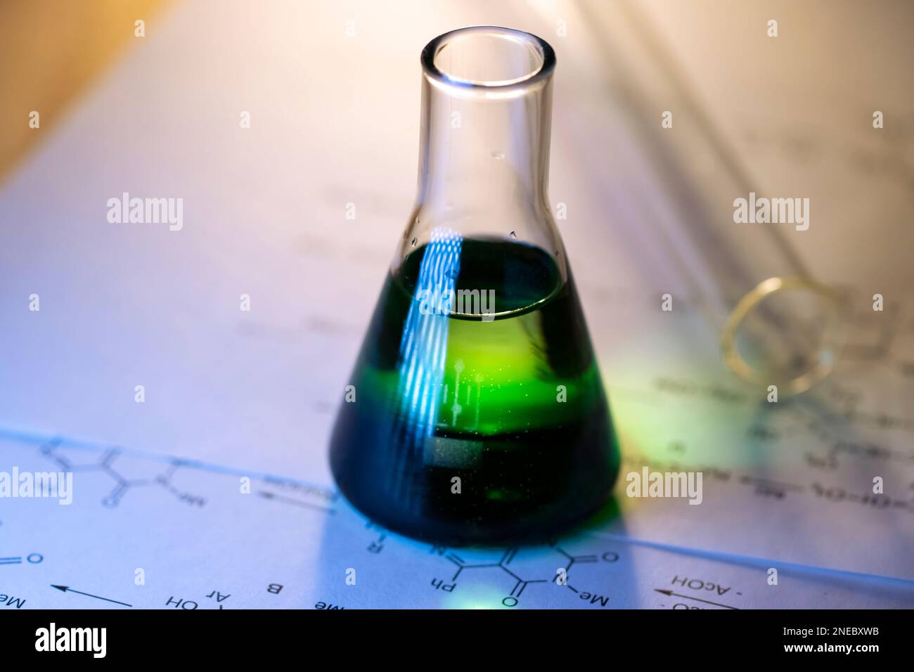Chemical tubes with reaction formulas Stock Photo - Alamy