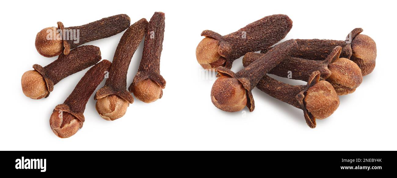 Dry spice cloves isolated on white background. Top view. Flat lay Stock ...