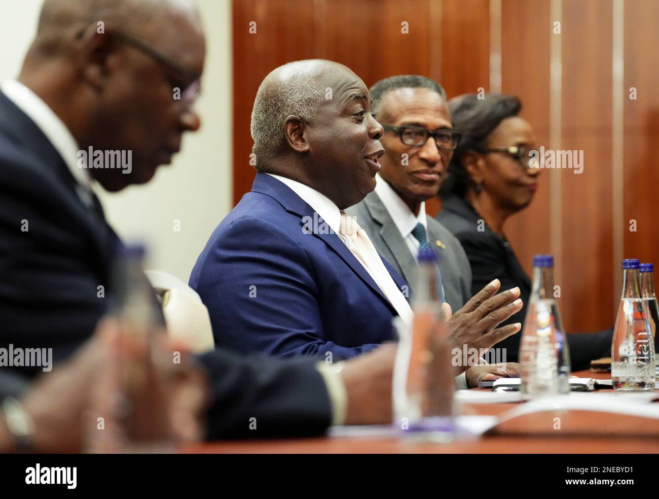 Prime Minister of The Bahamas Philip Davis takes part in a bilateral ...