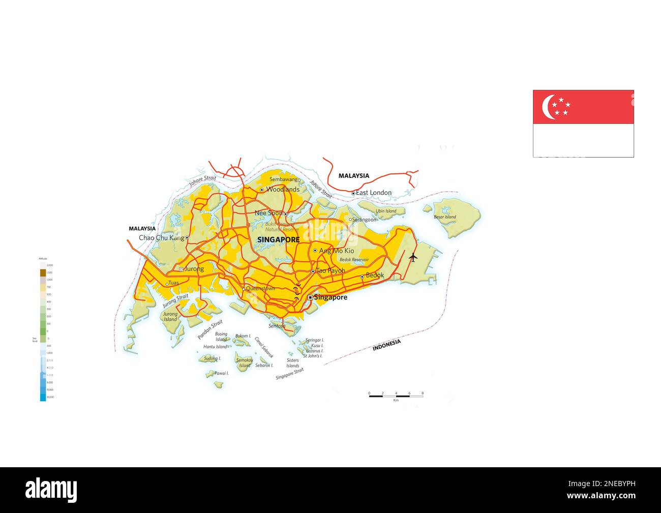 physical map of singapore