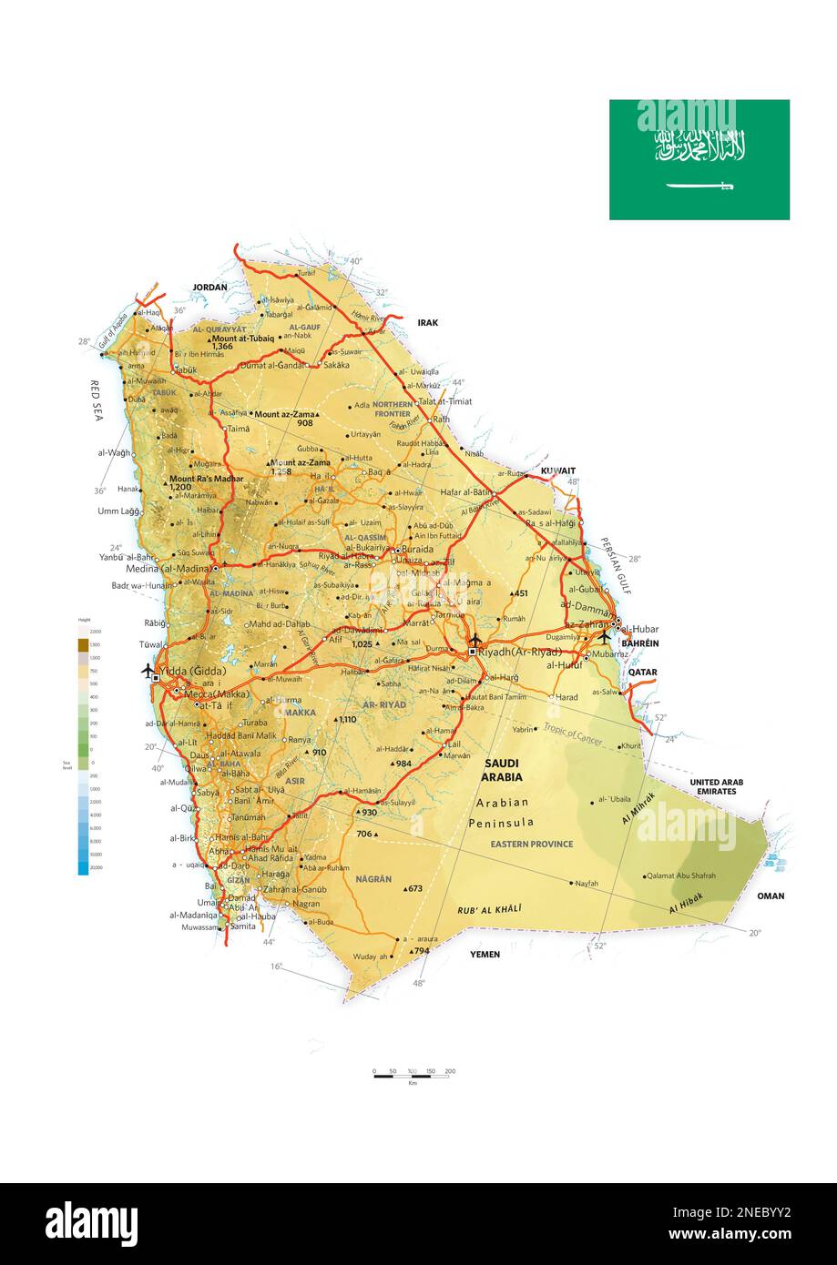 Physical and political map of Saudi Arabia. [Adobe Illustrator (.ai ...
