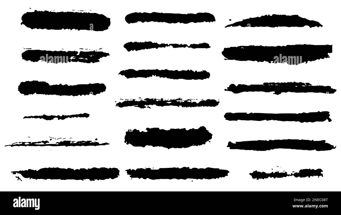 Set of brush strokes black silhouette in grunge style. Irregular shapes ...