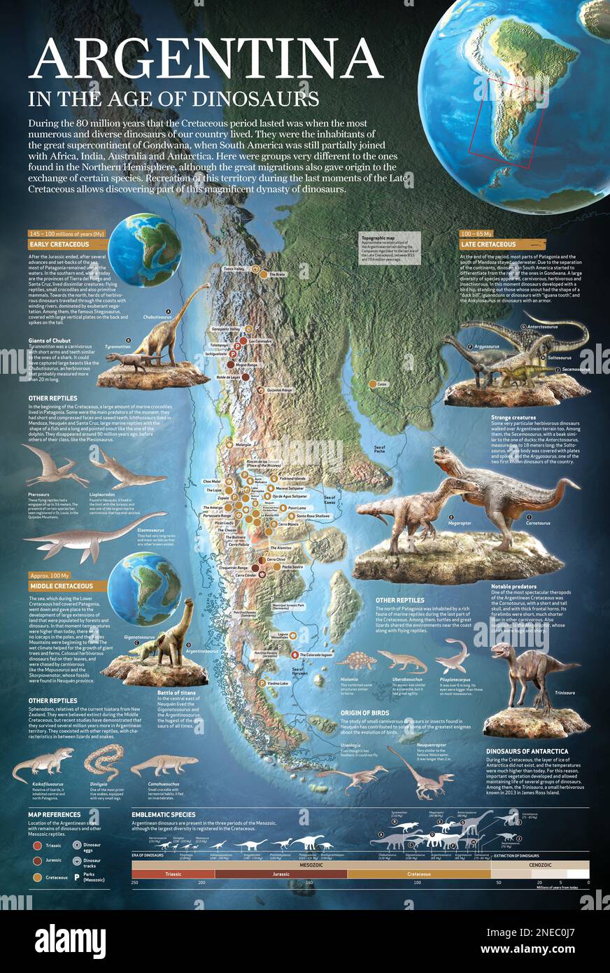 Infographic of the dinosaurs that lived in Argentine territory during ...