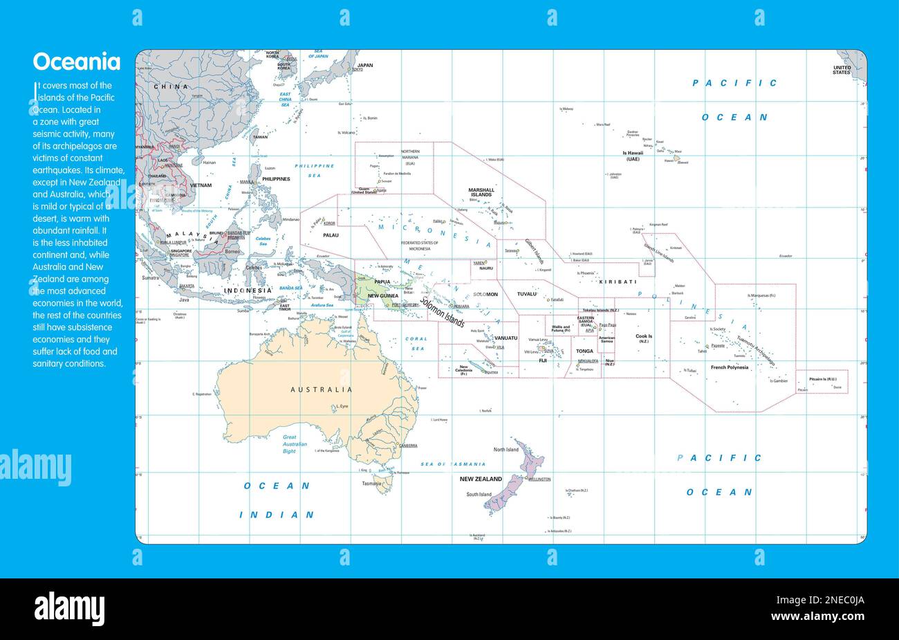 Infographic-map of Oceania. [QuarkXPress (.qxp); Adobe InDesign (.indd ...