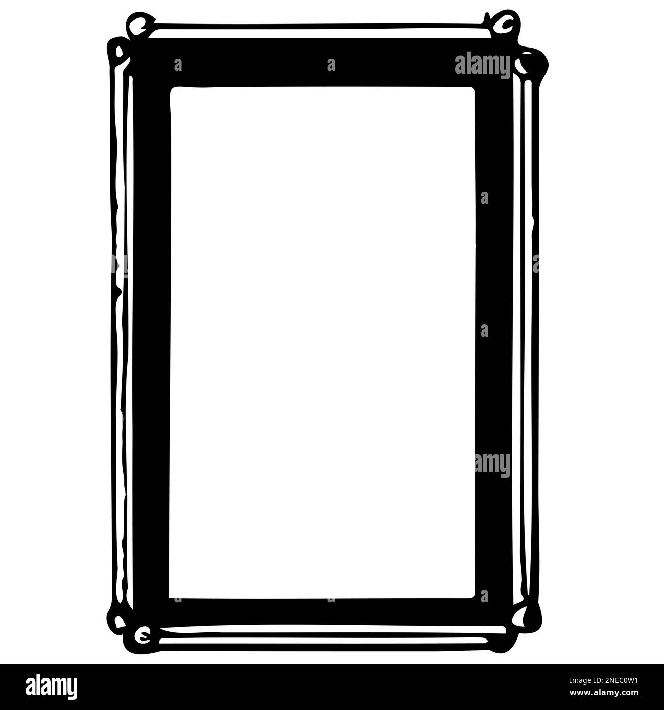 Black silhouette of artistic picture frame isolated on white. Grunge ...