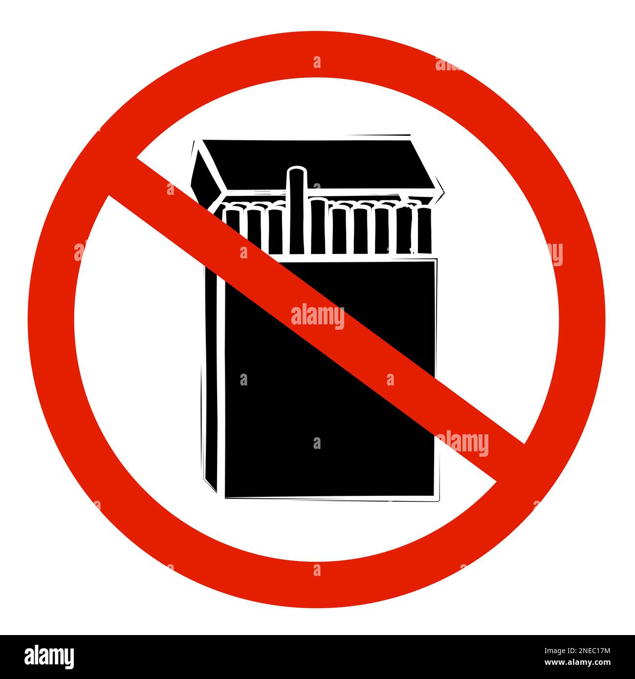 Red no smoking sign with crossed out silhouette of pack of cigarettes ...