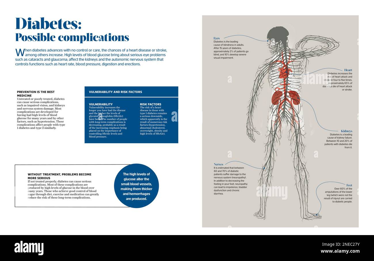 Infographic about complications of diabetes. [Adobe InDesign (.indd ...