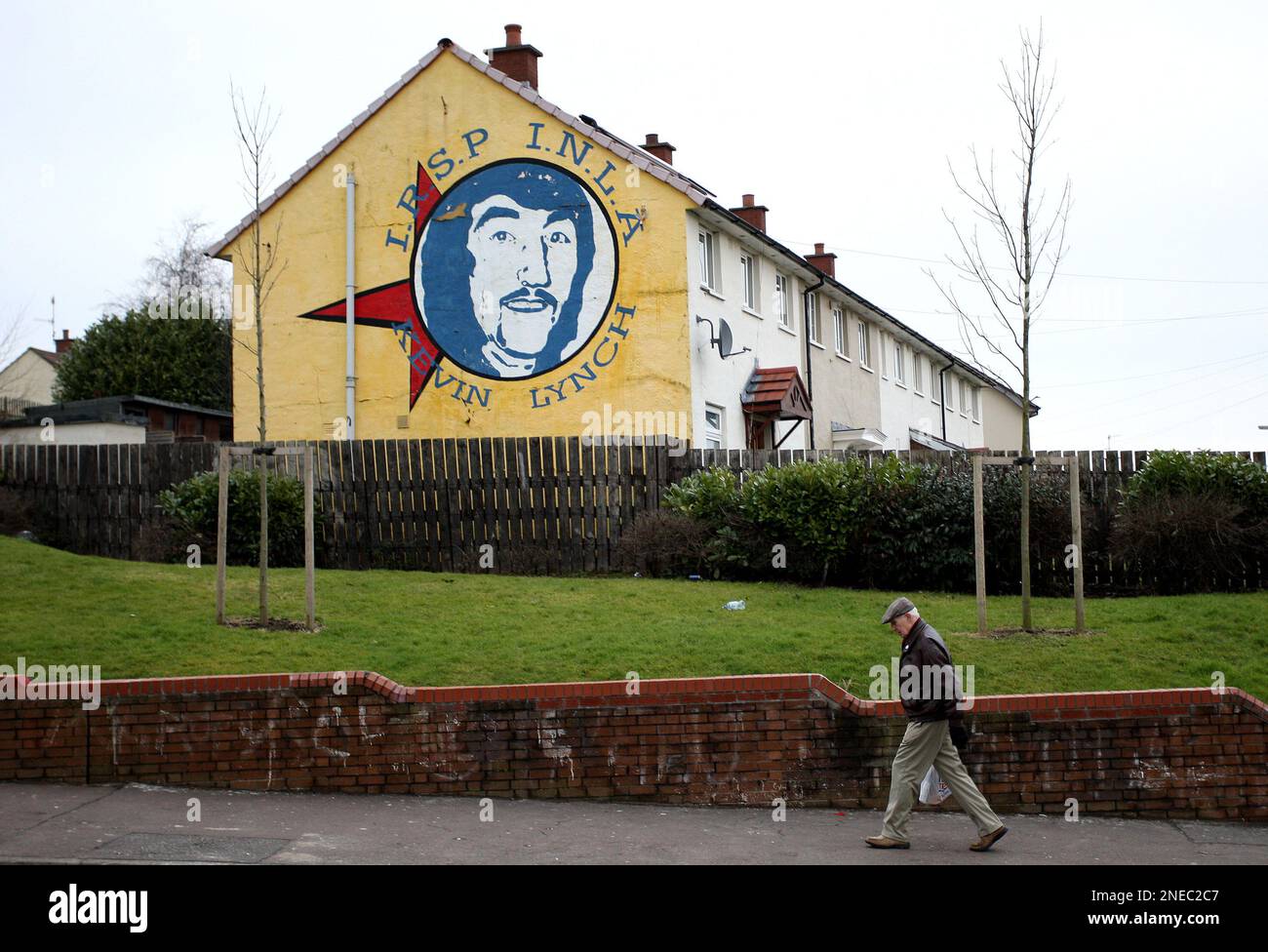 A mural from the Irish National Liberation Army, (INLA), on a gable ...