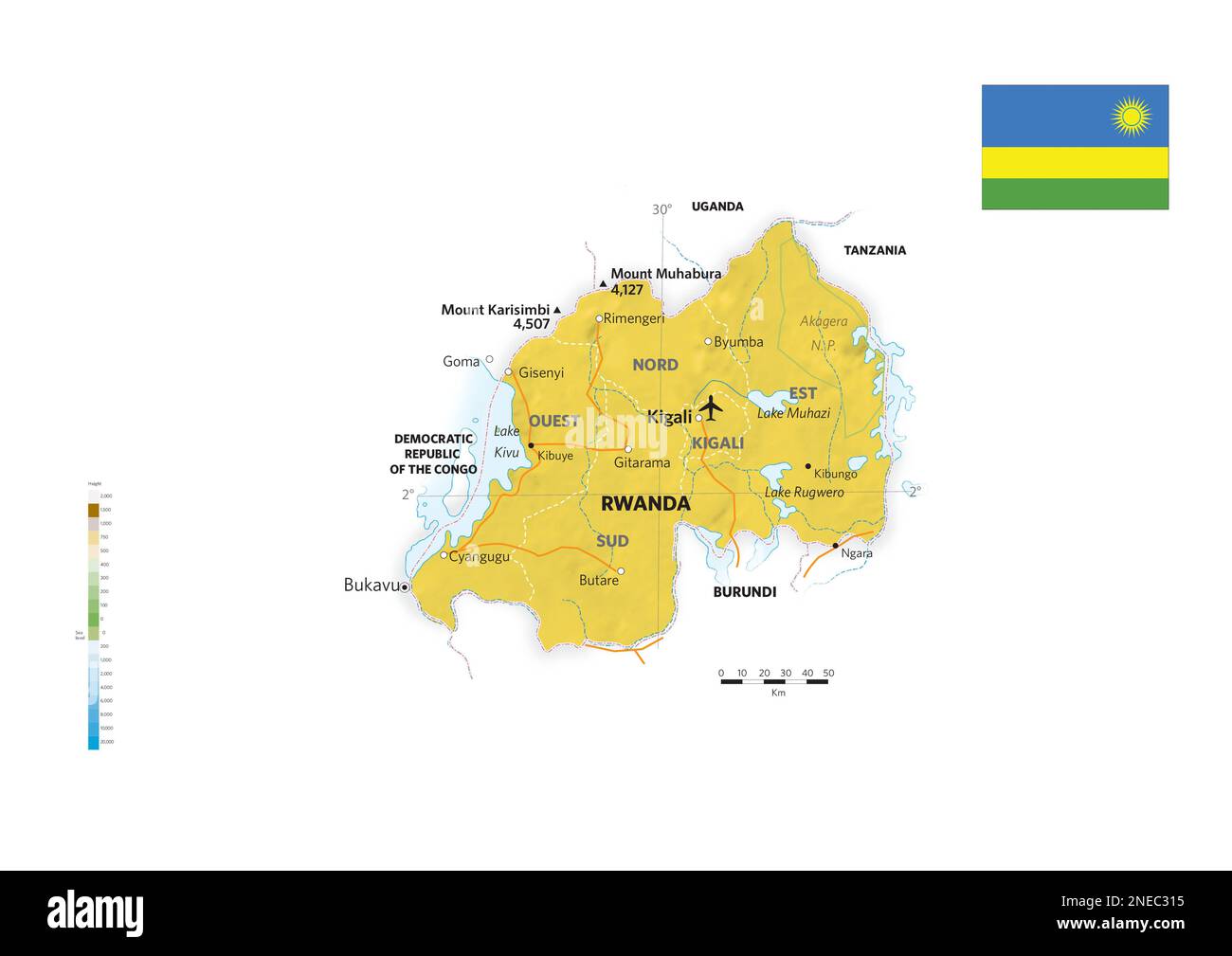 Physical And Political Map Of Rwanda Adobe Illustrator Ai Physical And ...