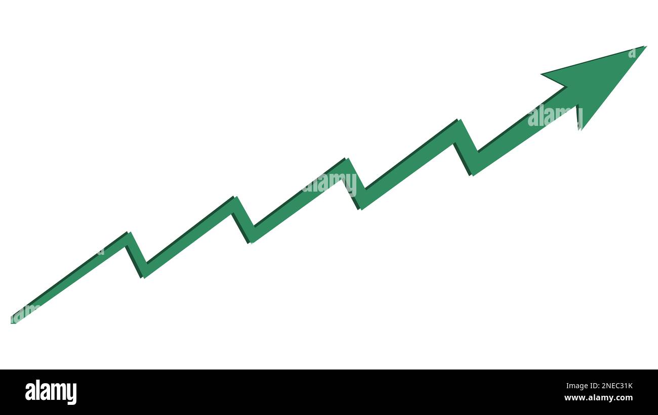 Uptrend green lightning arrow isolated on white background. Vector ...