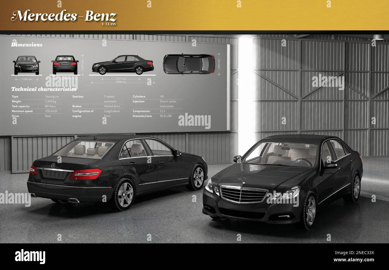 Infographic about the technical characteristics of the Mercedes Benz E ...