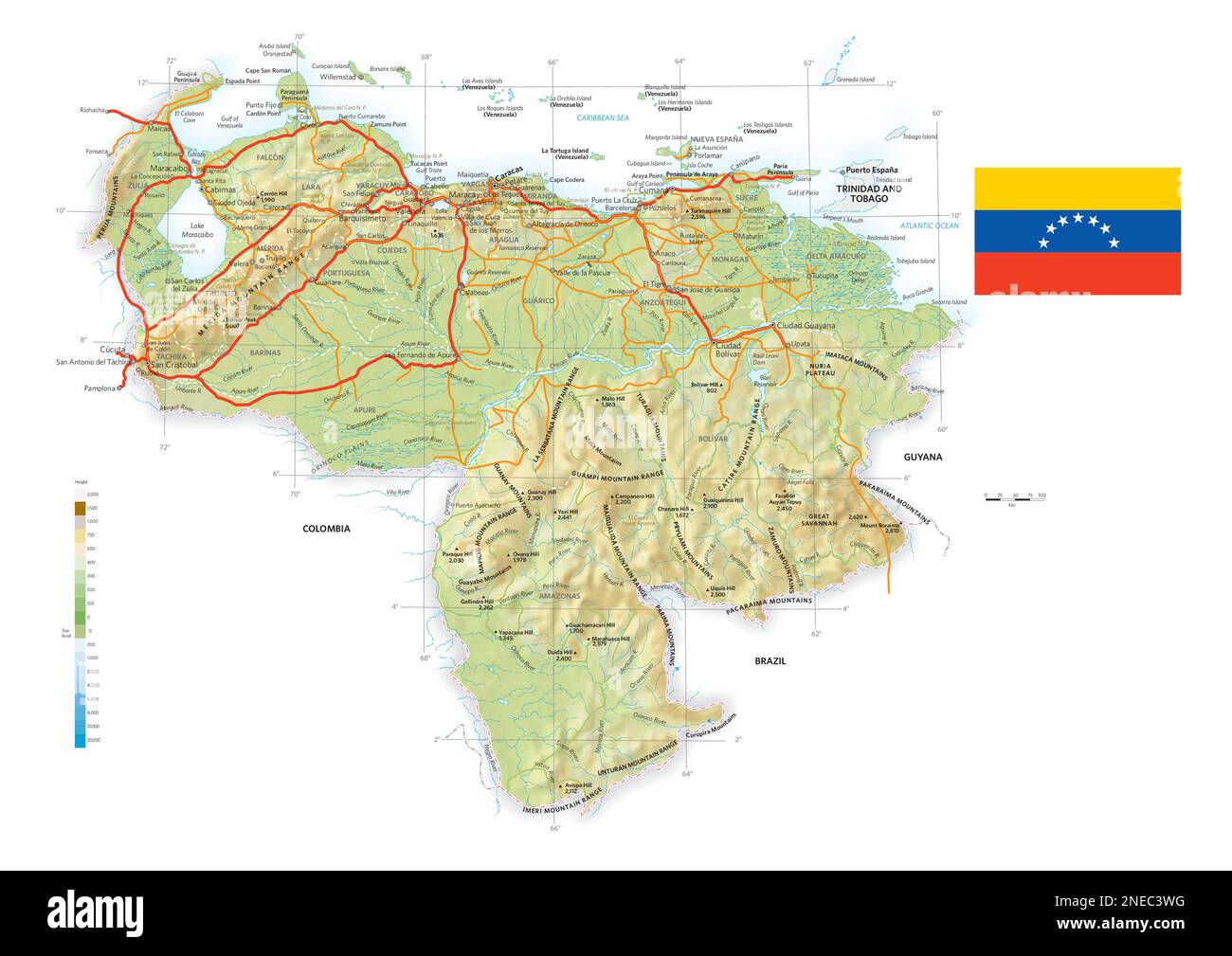 Physical and political map of Venezuela. [Adobe Illustrator (.ai ...