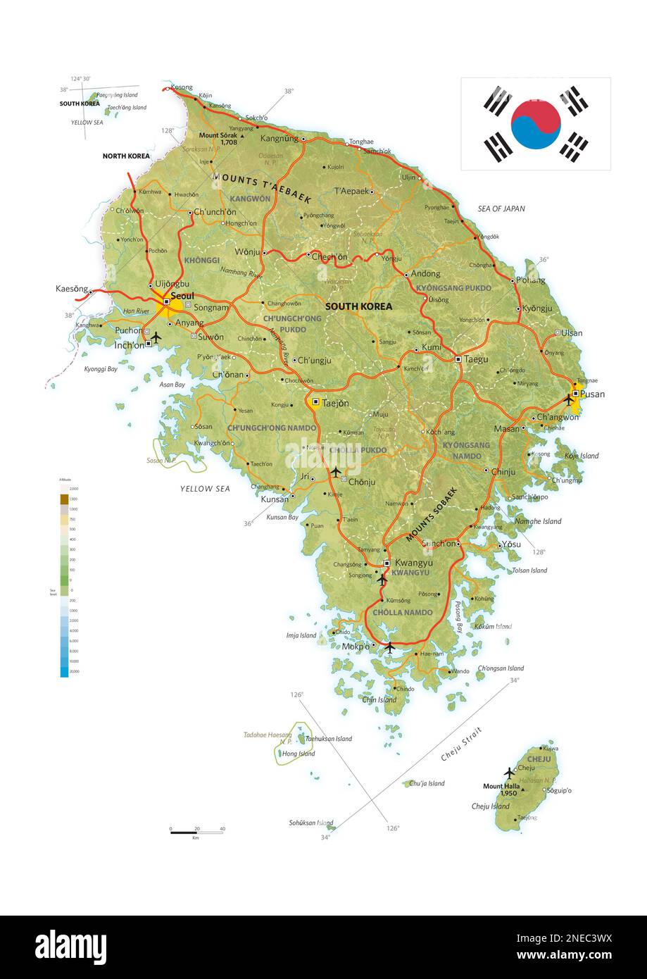 Map of south korea hi-res stock photography and images - Alamy