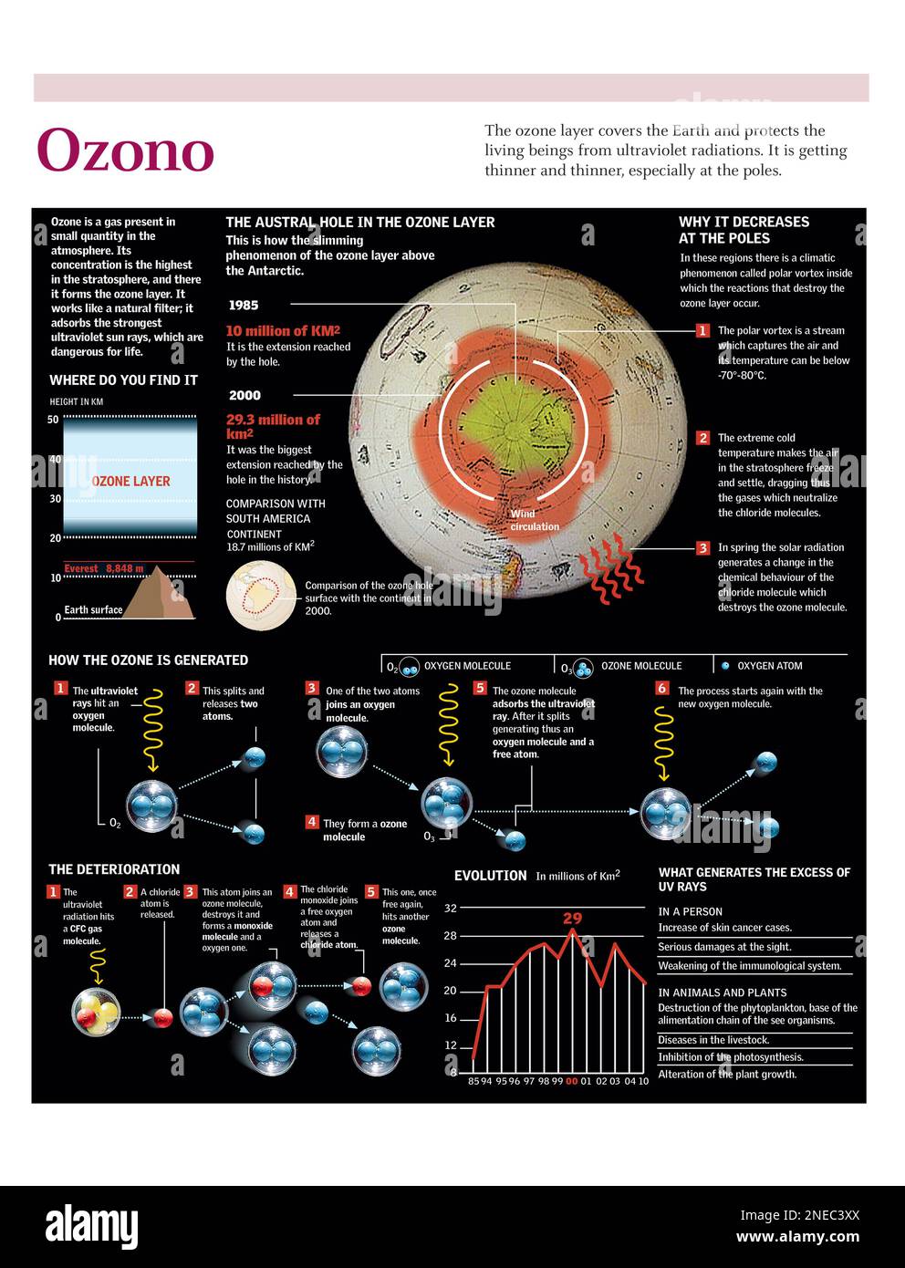 Infographics of the ozone layer of Earth, its location, formation ...