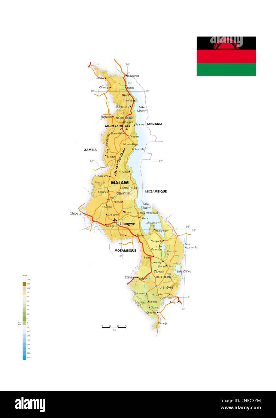 Political Map Of Malawi