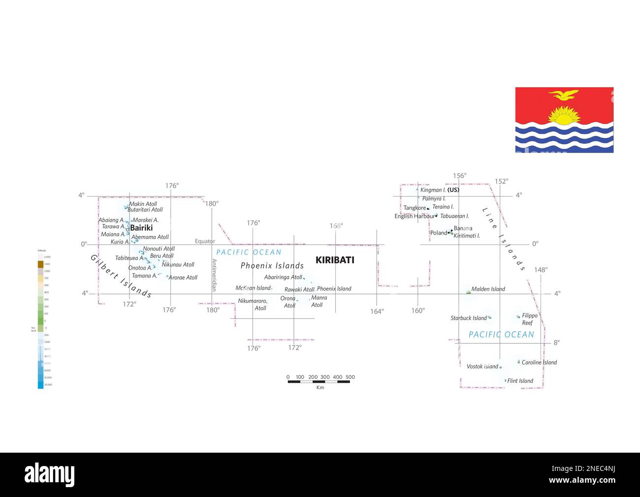 Physical and political map of Kiribati. [Adobe Illustrator (.ai ...