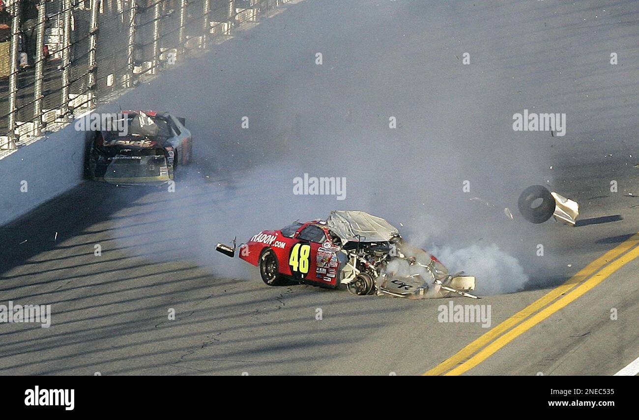 Driver Jill George (48) and Jesse Smith, left, crash during the Lucus ...