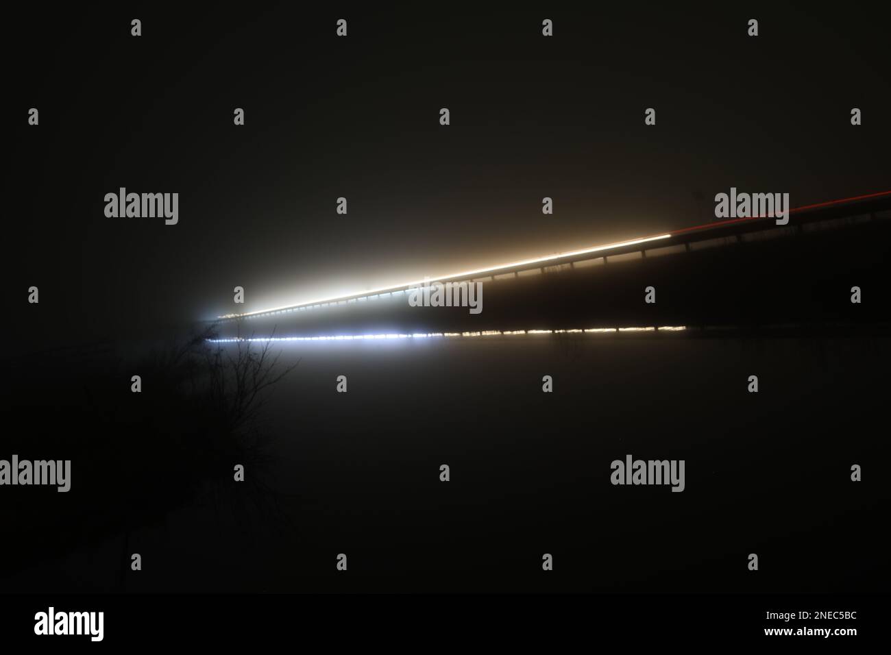 An aerial view of road with lights in night Stock Photo - Alamy