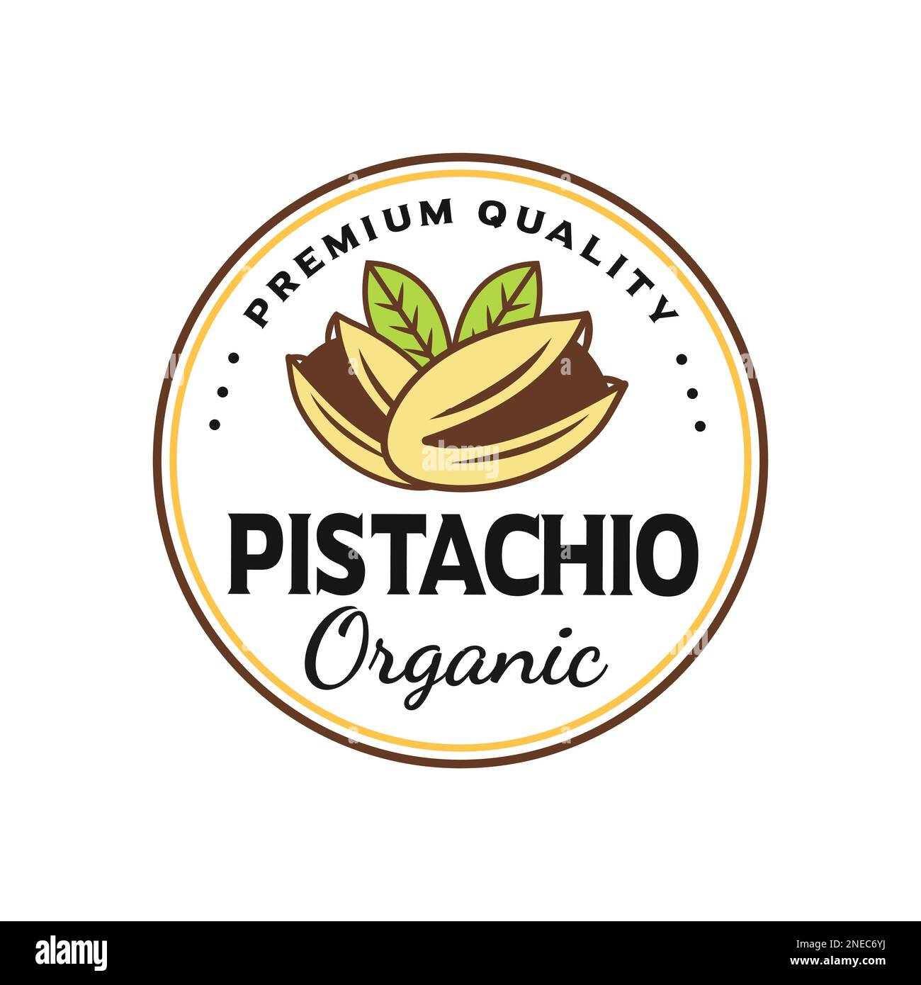 Pistachio Nut Emblem Design with leaf symbol, logo template. Pistachio ...
