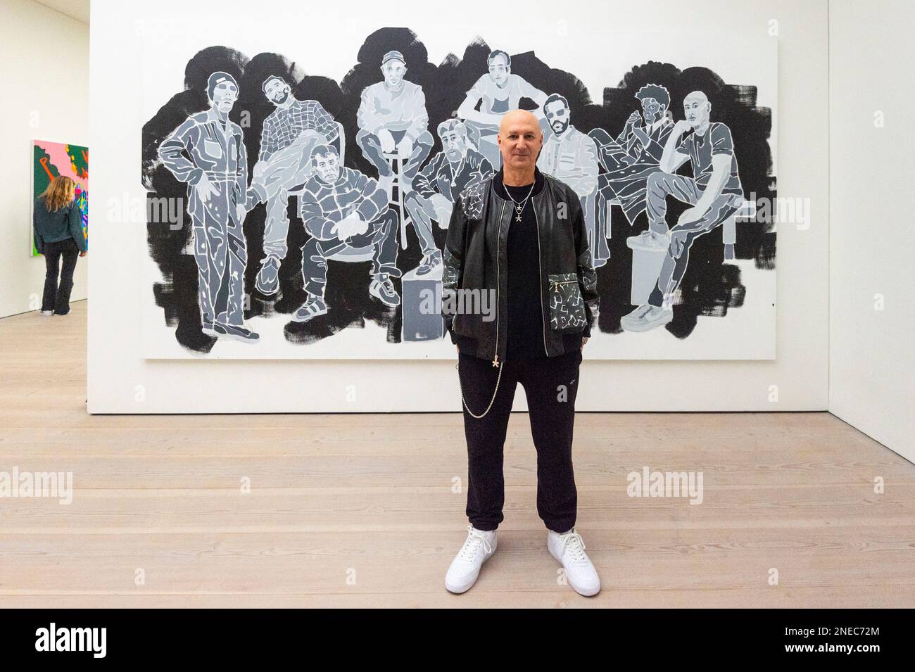 London, UK. 16 February 2023. Eric Haze with his work 'Burghers of New ...