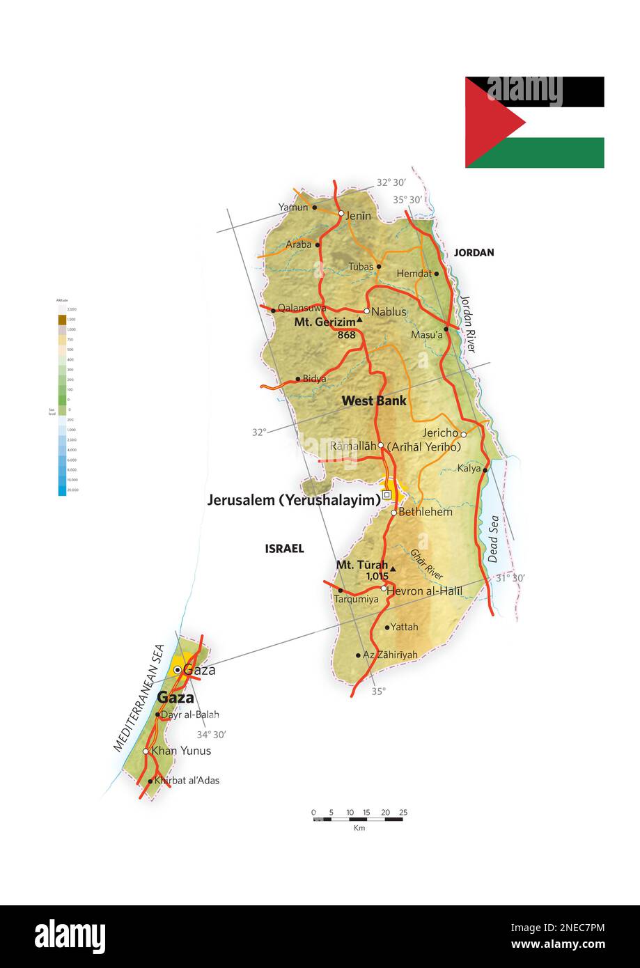 Physical and political map of Palestine. [Adobe Illustrator (.ai ...