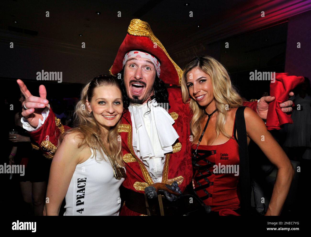 Captain Morgan and the Morganettes attend the Eden Roc Super Bowl Party ...
