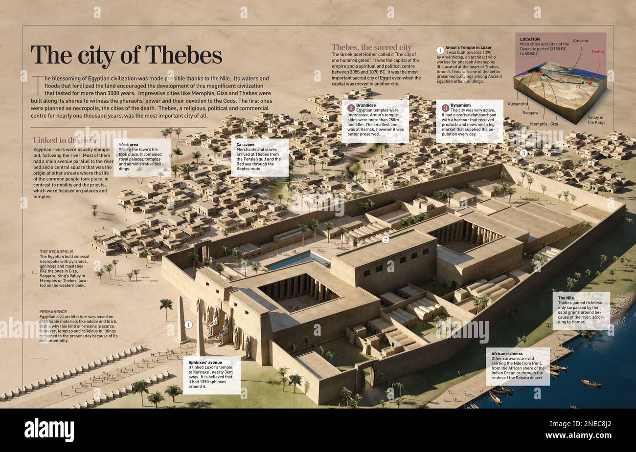 Infographic about the city of Thebes (3000 to 300 BC) , one of the most ...