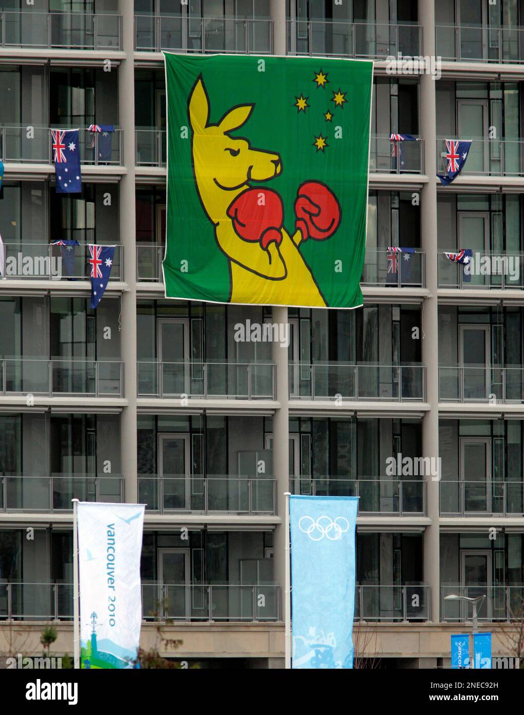 Australia's boxing kangaroo flag, hangs outside a building in the ...