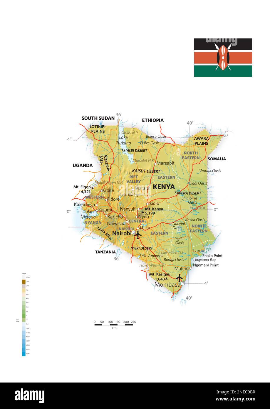 kenya physical political map