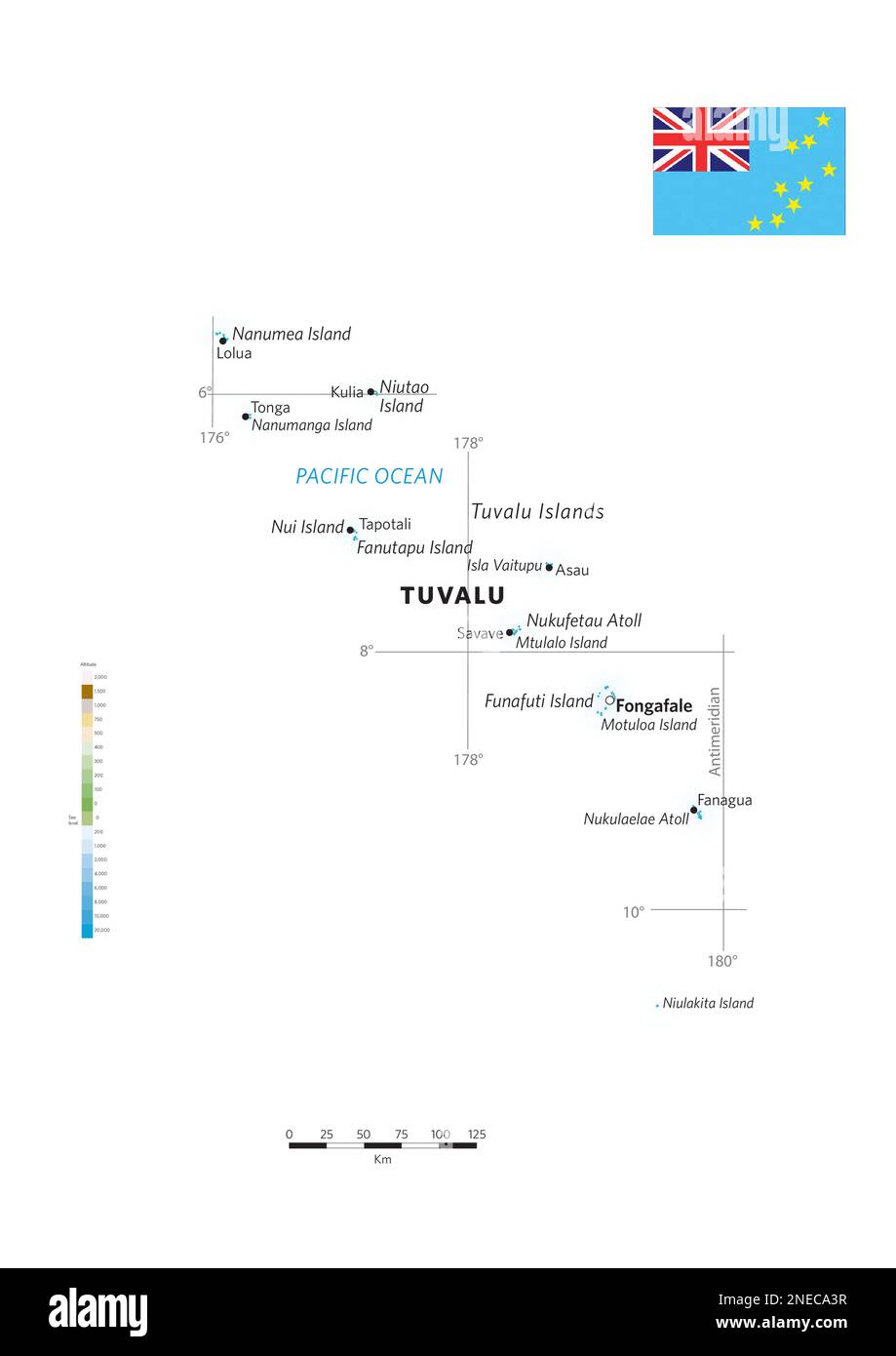 Physical and political map of Tuvalu. [Adobe Illustrator (.ai ...