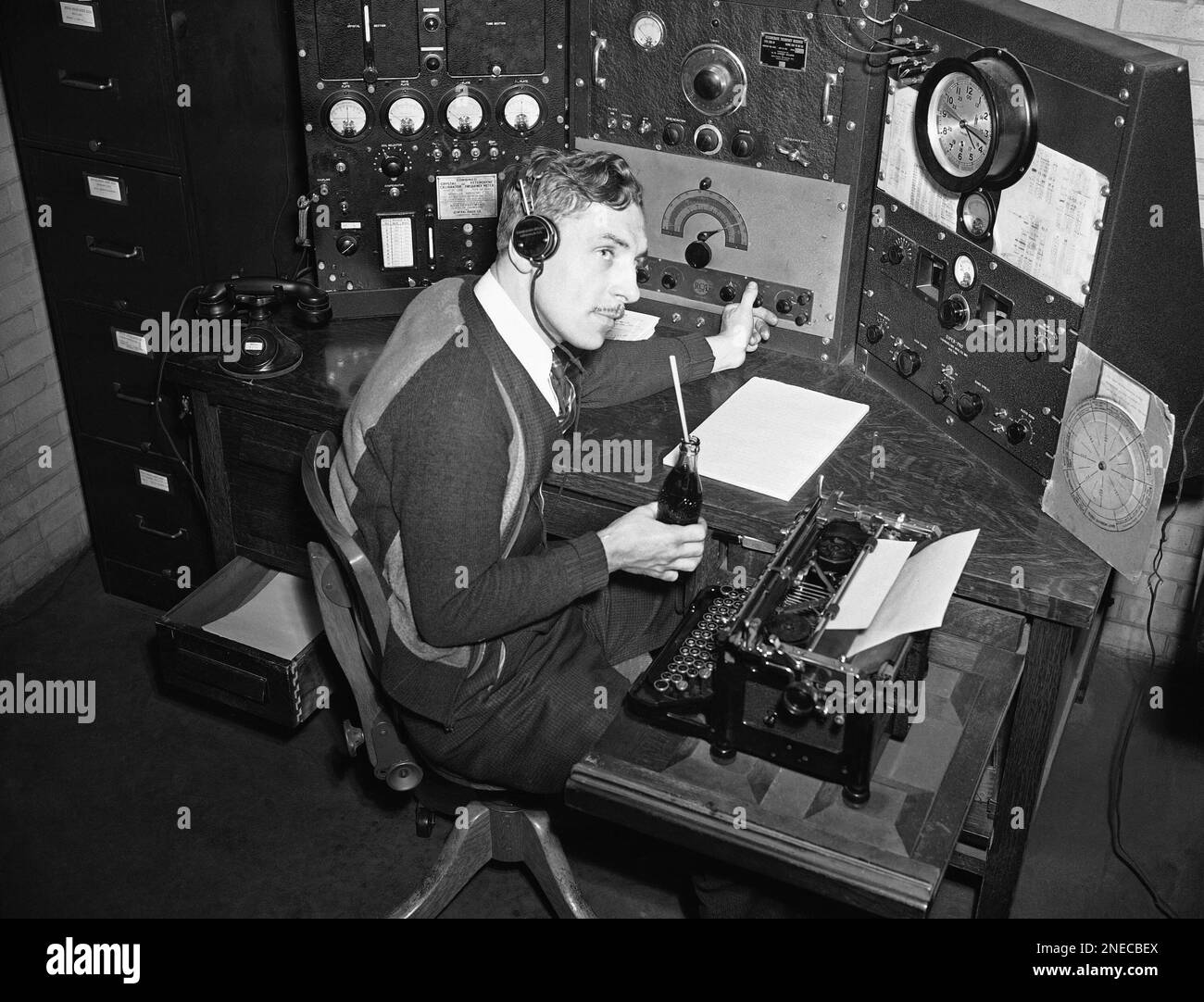 Here's a radio policeman listening for illegal or suspicious messages ...
