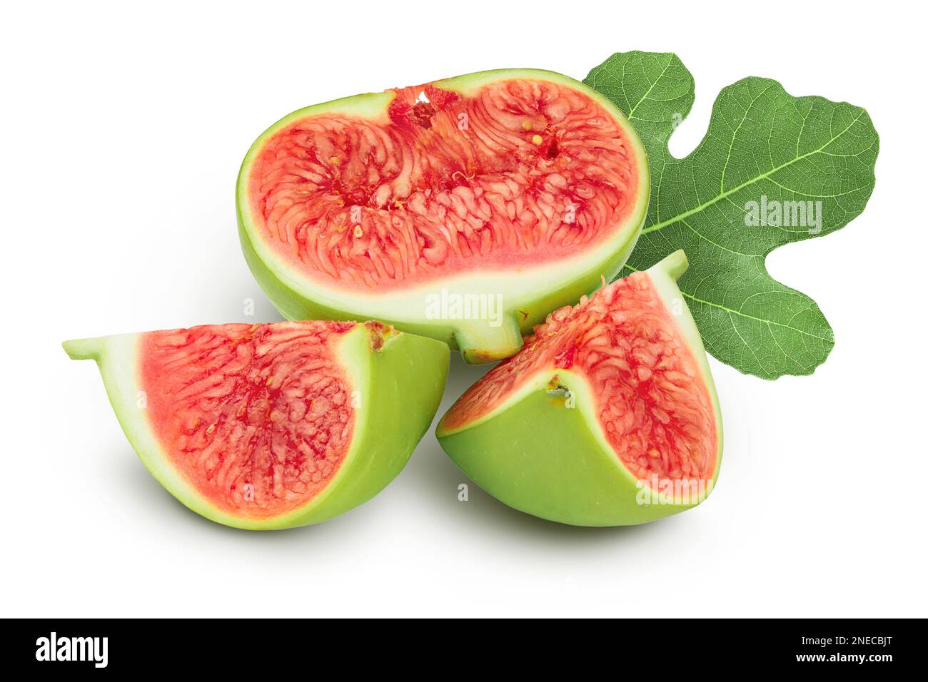 Ripe green fig fruit isolated on white background with full depth of ...