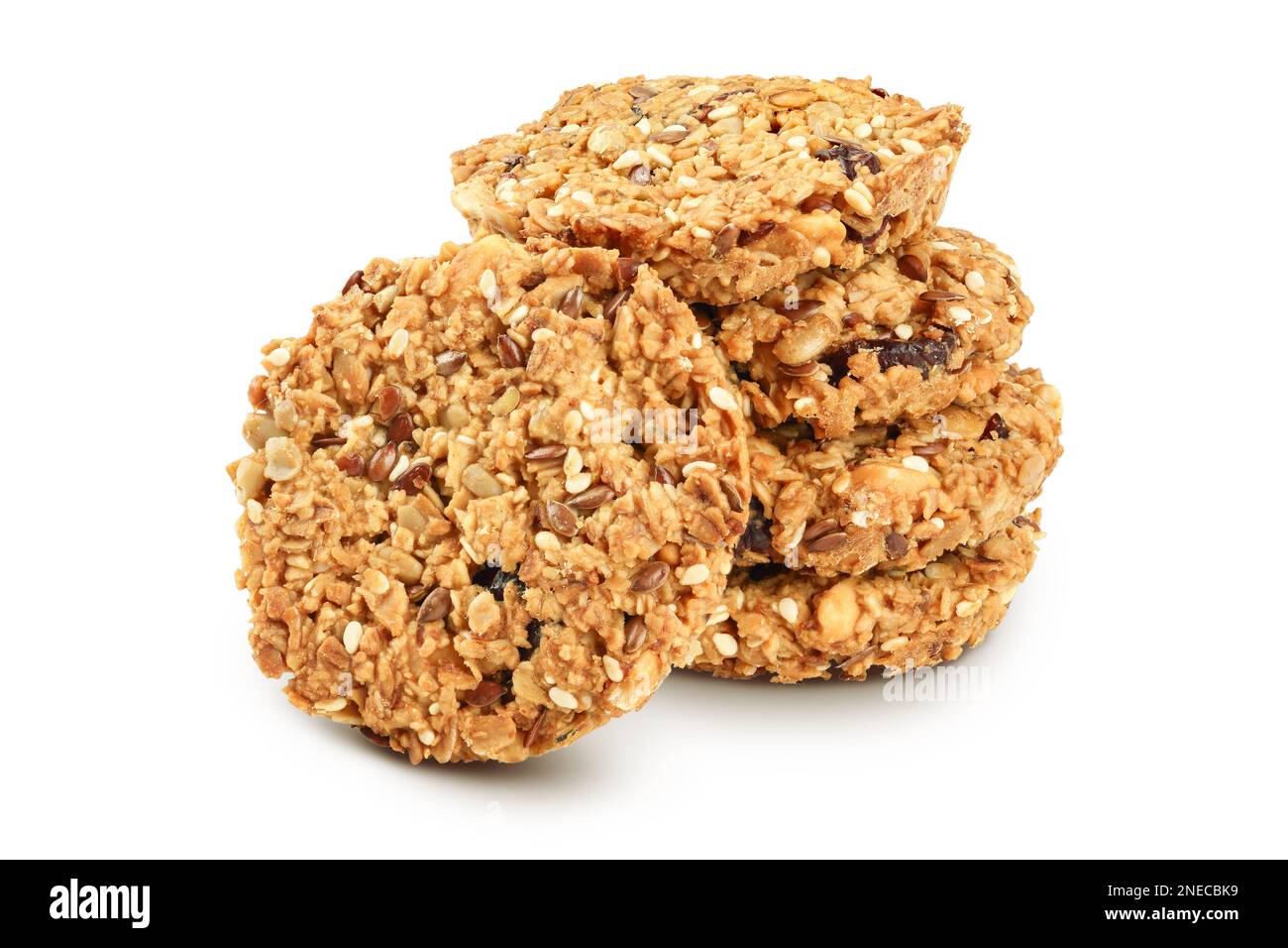 Granola cookie isolated on white background with full depth of field ...