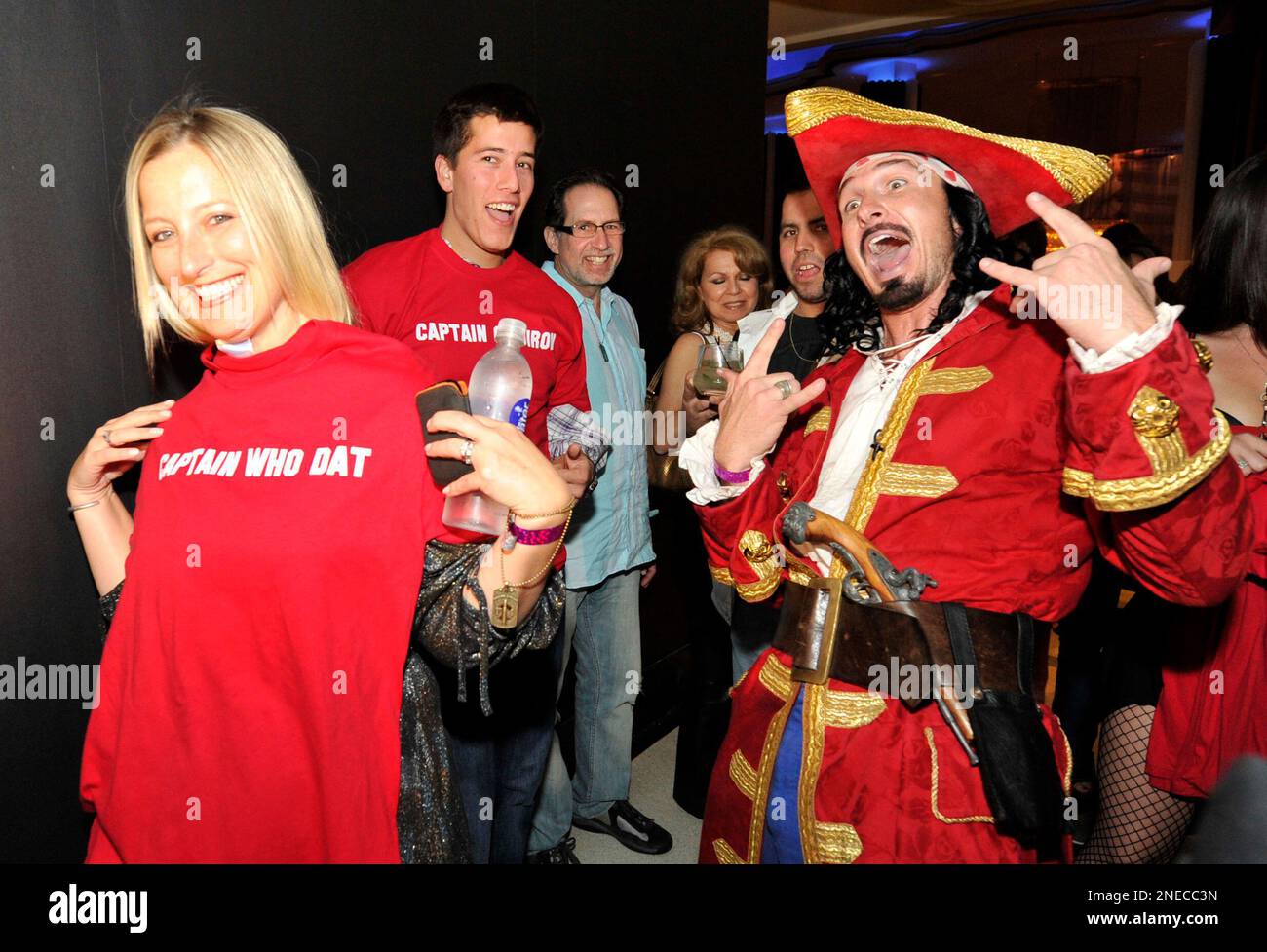 Captain Morgan and the Morganettes attend the Eden Roc Superbowl party ...