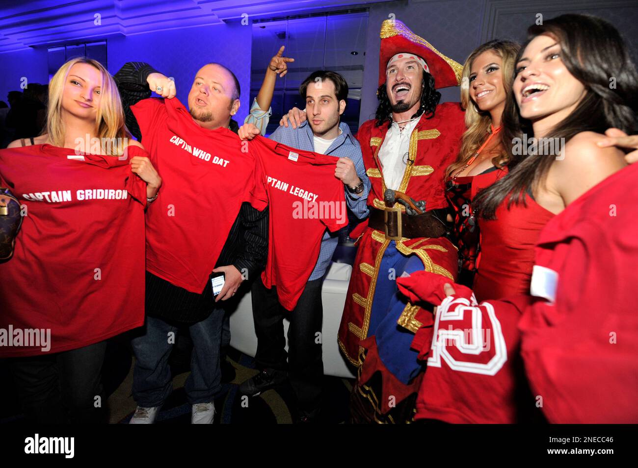 Captain Morgan and the Morganettes attend the Eden Roc Superbowl party ...