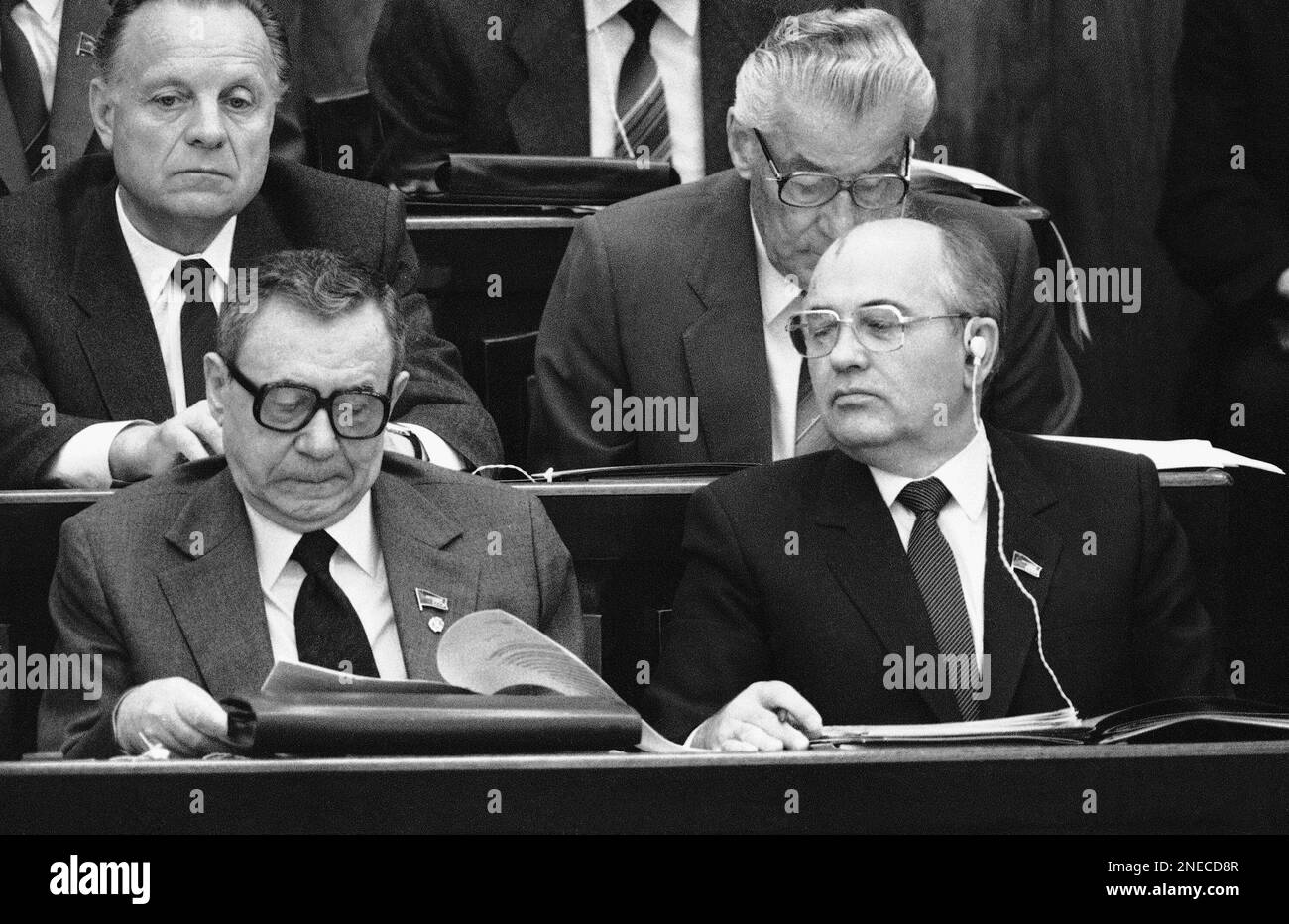 Mikhail S. Gorbachev, right, and President Andrei A. Gromyko at a ...
