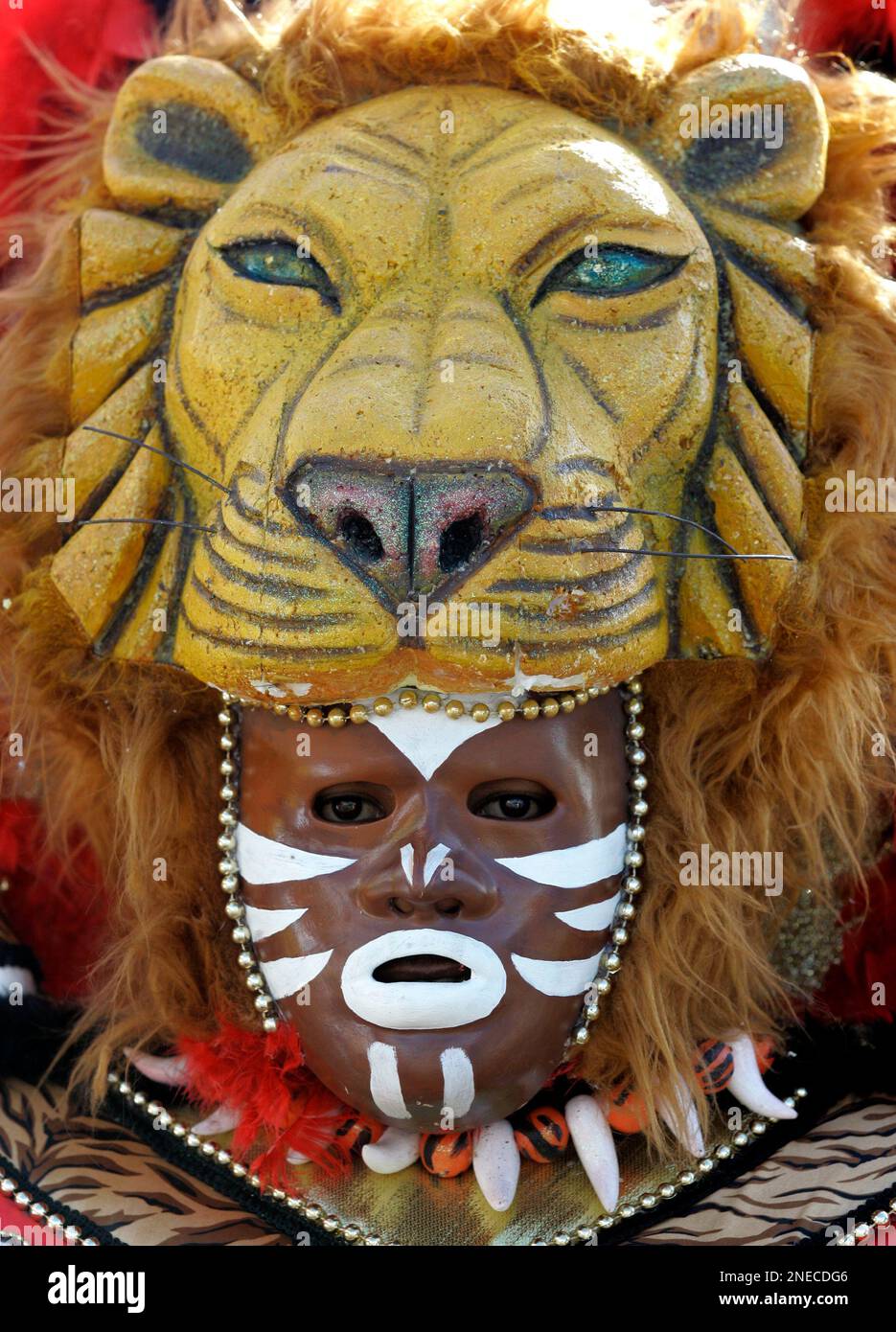 A supporter of Venezuela's President Hugo Chavez wearing a lion mask ...