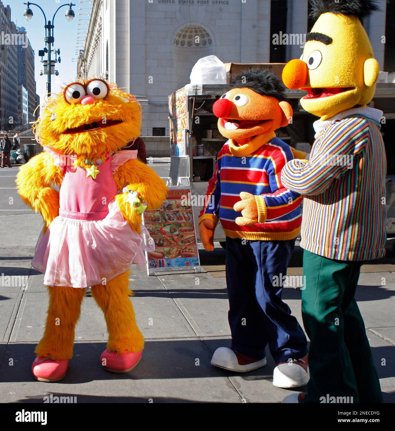 From left, Zoe, Ernie and Bert, characters from Sesame Street Live ...