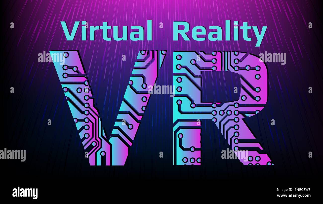 Colorful letters VR abbreviation for Virtual Reality perforated with ...