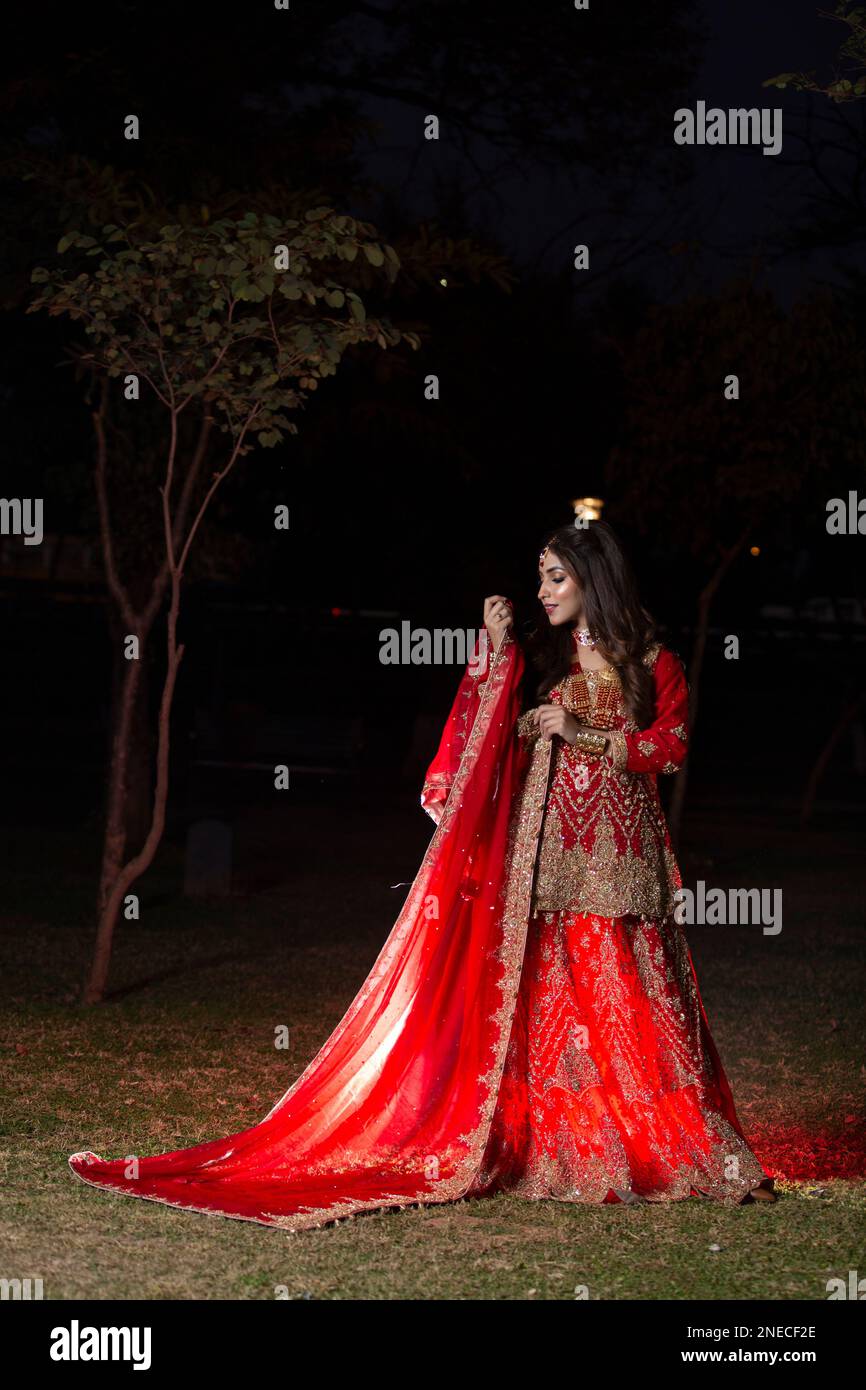 Pakistani. Indian Beautiful bride makeup for saloon shoot Stock Photo ...