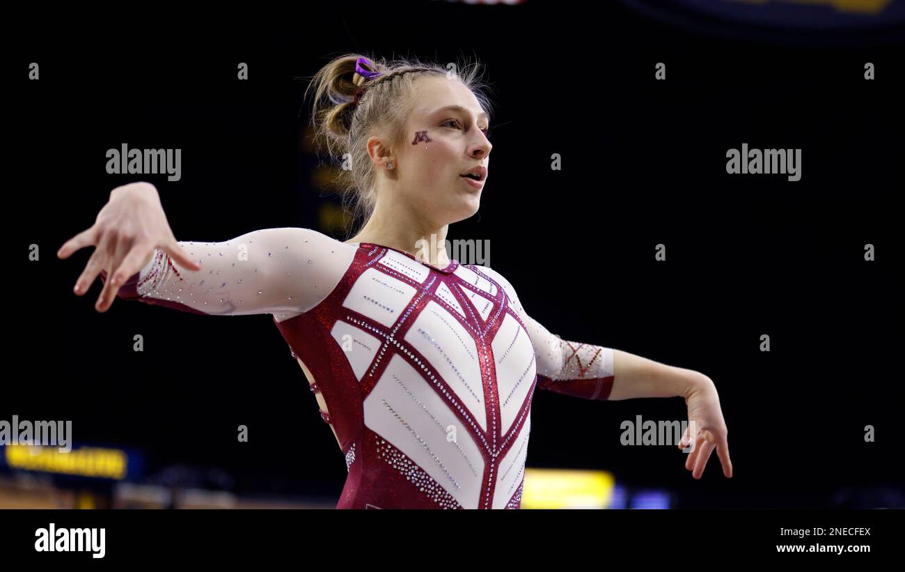 Minnesota's Gianna Gerdes competes in the floor during an NCAA ...
