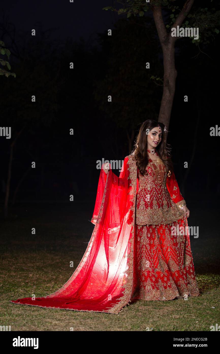 Pakistani. Indian Beautiful bride makeup for saloon shoot Stock Photo ...