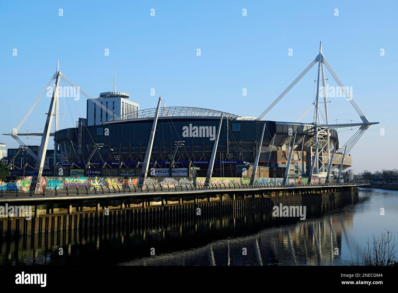 Millennium Stadium and River Taff, Cardiff, Wales Stock Photo - Alamy