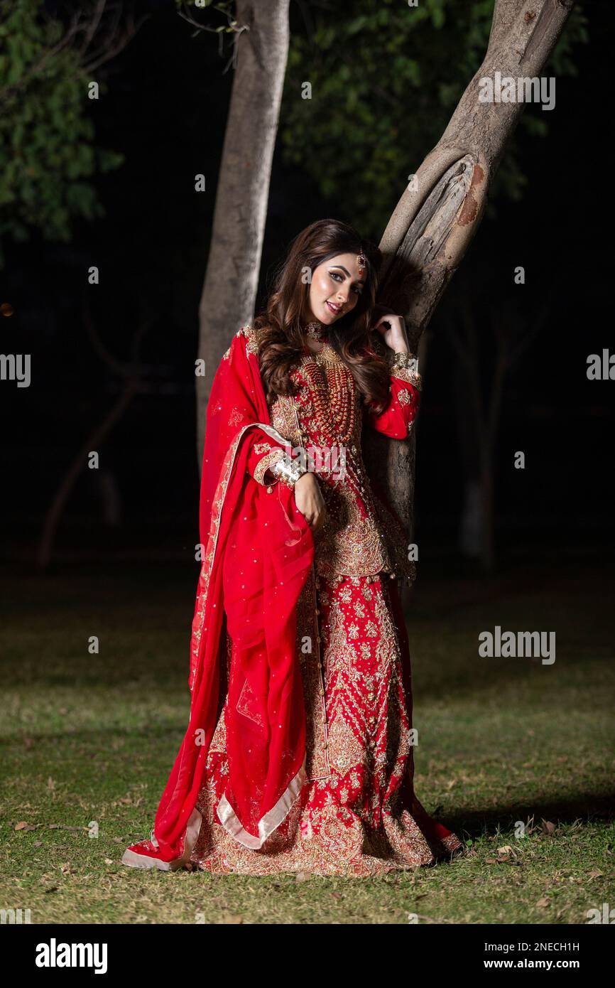 Pakistani. Indian Beautiful bride makeup for saloon shoot Stock Photo ...