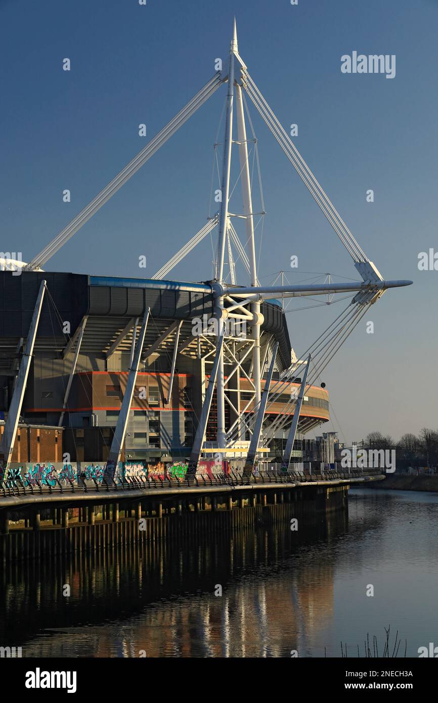 Millennium Stadium and River Taff, Cardiff, Wales Stock Photo - Alamy