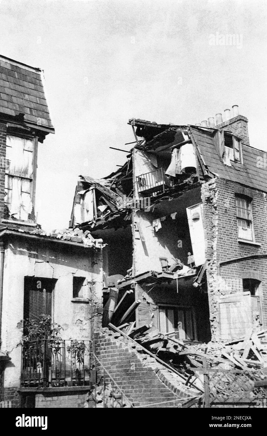 A house in the London area blasted by a German air bomb on August 29 ...