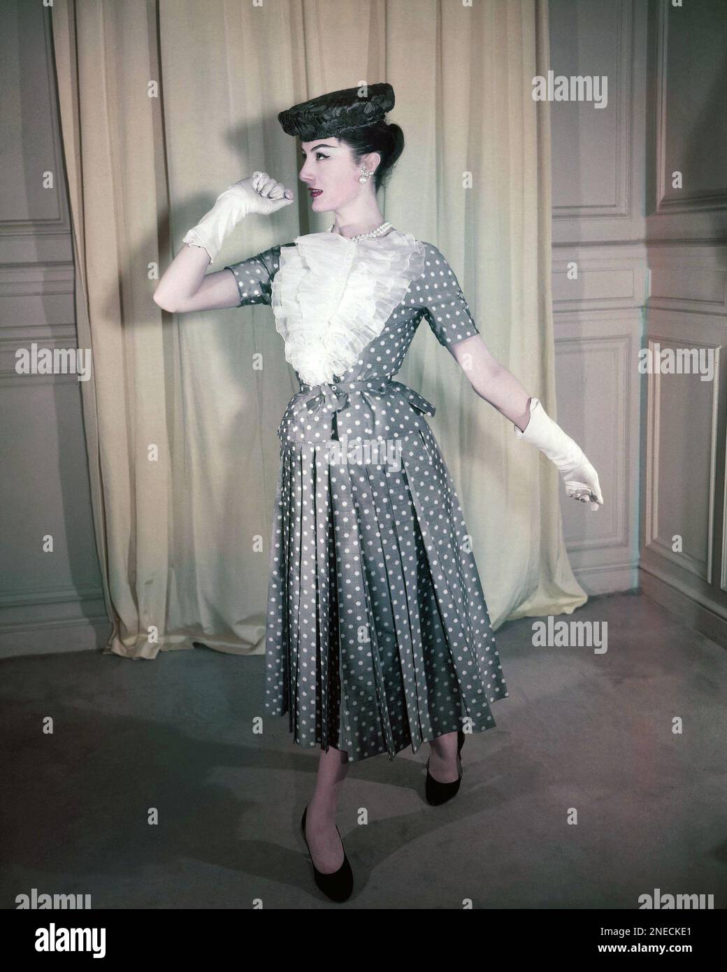 "Bergerronnette," an afternoon suit from the Jacques Fath spring ...